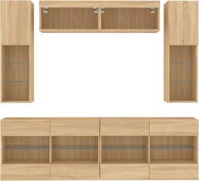 6dílná obývací stěna s LED osvětlením dub sonoma 3216799