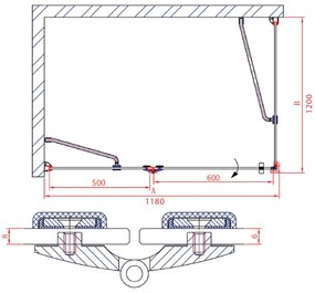 Gelco Sprchové dveře otočné pro montáž s boční stěnou - sklo čiré š. 120 cm, v. 190 cm, GL1112