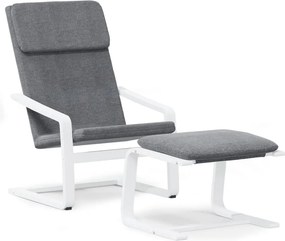 Relaxační křeslo s podnožkou tmavě šedé textil 3154414