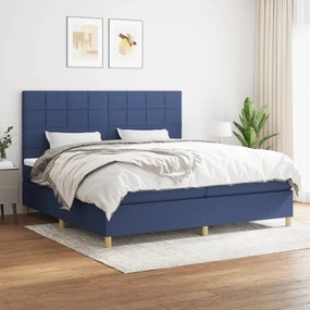 Box spring postel s matrací modrá 200x200 cm textil 3142367