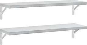 Nástěnné police 2 ks 100 x 30 cm stříbrné nerezová ocel 3214503