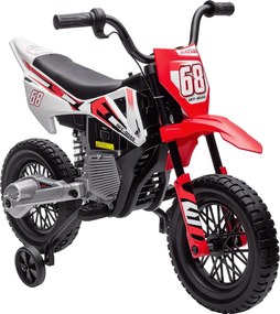 Dětská elektrická motocross motorka AIYAPLAY pro děti 3-6 let, 12V, 2 silné motory, maximální rychlost 5 km/h, stabilizační kolečka, pérování, s hudbo