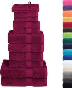12dílná sada ručníků Premium SOLUND bordó 600 g/m² 137573