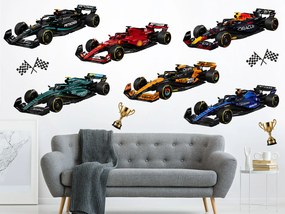 Barevné formule F1 automobilové samolepky na zeď arch 75 x 42 cm