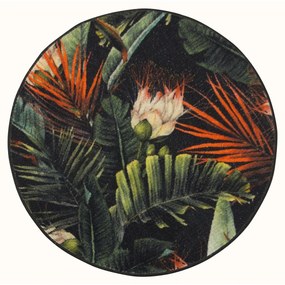 Kulatý koberec Garden HD Listy palmy zelený Rozměr: průměr 80 cm