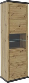 XXXLutz VITRÍNA, tmavě šedá, dub artisan, 69,6/209,4/43 cm Hom`in - Kredence a vitríny - 000003002907