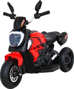 Ramiz Motorka Fast Tourist na baterie pro děti červená + audio + světla + ekokůže