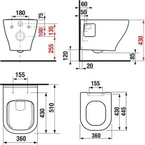 Závěsné WC + prkénko DEEP + tlačítko DUAL + podomítkový modul + podložka