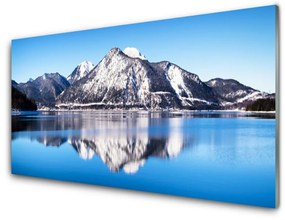 Obraz na skle Jezero Hory Krajina 140x70 cm