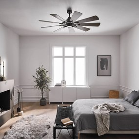 LED stropní ventilátor Gentry bílá/ořech tmavý