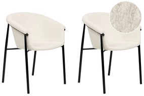 Sada 2 buklé jídelních židlí krémově bílé AMES Beliani