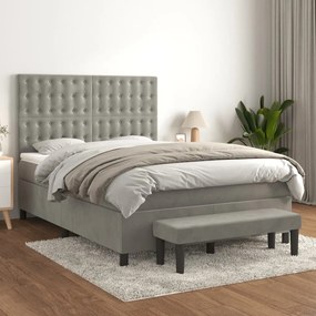 Box spring postel s matrací světle šedá 140x190 cm samet 3138079