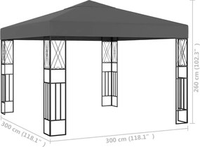 vidaXL Marketos Altán 3 x 3 m antracitový textil