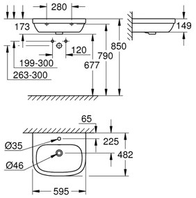 GROHE 39335000 - Umyvadlo EURO CERAMIC 595 × 482 mm keramika/bílá