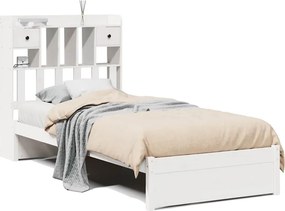 Postel s knihovnou bez matrace bílá 75x190 cm masivní borovice 3322404