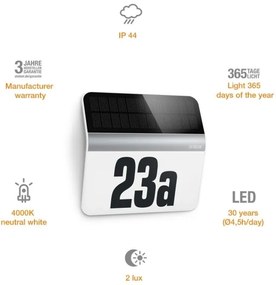 STEINEL 007140 - LED Solární domovní číslo XSolar LH-N LED/0,03W nerez IP44