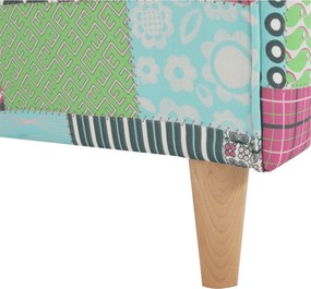 relaxační křeslo, ušák, dřevo/látka, nohy světlé/potah patchwork M1, Tempo Kondela CHARLOT