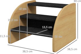 PawHut schody pro psy 3 stupně do 10 kg, protiskluzové schody pro malé psy s bočnicí, schody pro kočky z dubového dřeva | Aosom.de