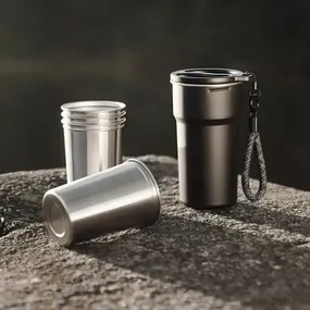 Vinga Parks černá / Sada hrnků / 4 ks / 200 ml / nerezová ocel