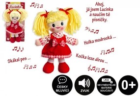 Panenka Lucinka hadrová plyš 30 cm česky zpívající na kartě