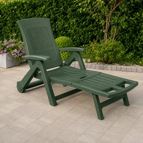 Zahradní lehátko ZIRCONE, 72×195×101 cm, tmavě zelená I.P.A.E-Progarden