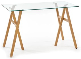 Skandinávský stůl se skleněnou deskou Medový VENO
