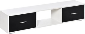 HOMCOM Stojan na TV pro TV až 60" Moderní obývákový televizní stolek se 2 zásuvkami a otevřeným prostorem 140x30x32 cm Bílá a černá | Aosom