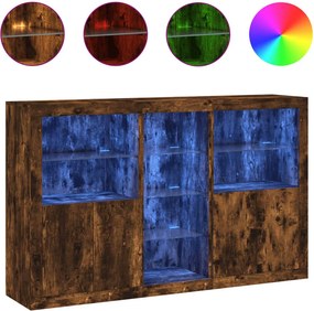 Příborník s LED osvětlením kouřový dub 162 x 37 x 100 cm 3209174
