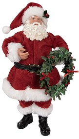 Vánoční dekorace Santa Claus s věncem - 16*8*28 cm