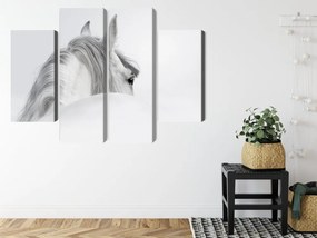 Vícedílný obraz Andaluský Kůň V Mlze Nedostatek Nedostatek Přírodní plátno 160x120