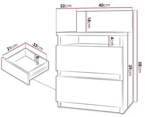 Noční stolek MALWA 59x40 cm bílá