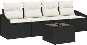 Set pohovek 5 ks Černá a krémová polyratan 3346587