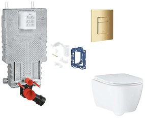 Grohe Uniset - Set předstěnové instalace, klozetu, sedátka SoftClose, tlačítka Skate Cosmopolitan a sady pro vhazování tablet, Cool Sunrise SANI15BB4131