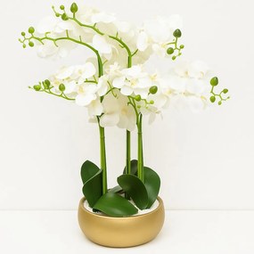Umělá orchidej ve zlatém květináči SANAE, výška 65 cm