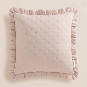Romantický povlak na polštář Molly v pudrově růžové barvě 45 x 45 cm