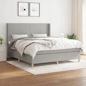 Box Spring Postel S Matrací Textil Světle Šedá Hladký design 160 x 200 cm