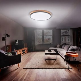 Solight LED stropní svítidlo kulaté 450mm s dřevěným rámečkem 40W