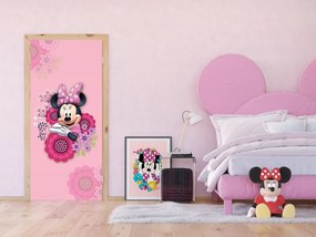 Dětská vliesová fototapeta na zed' Minnie Růžové Květiny, Disney | 90 x 202 cm | DFTDNV 5488