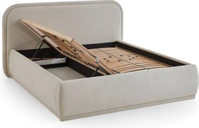 Krémová čalouněná dvoulůžková postel s úložným prostorem s roštem 180x200 cm Soma – Meise Möbel
