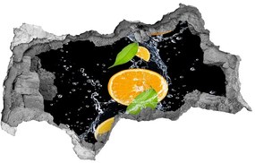 Wallmuralia Nálepka 3D díra na zeď Pomeranče a voda 95x73 cm