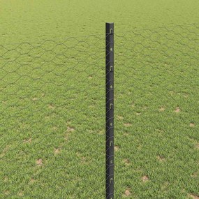 Hexagonální plot s podpěrou 50 x 1,6 m Ocel potažená PVC Šedá 3336912