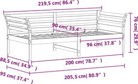 vidaXL Válenda 90 x 200 cm masivní borové dřevo [842873] Barva: Hnědá