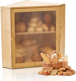 Rohový chlebník na kuchyňskou linku VEVOR, 320x320x425 mm – Přírodní barva dřeva