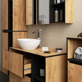Skříňka pod umyvadlo VAMI W90 2SZ dub craft / černá