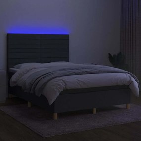 Box spring postel s matrací a LED tmavě šedá 140x190 cm textil 3135510