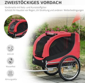 PawHut přívěs pro psy přívěs pro jízdní kola přívěs pro psy přívěs pro jízdní kola červený+černý 130 x 73 x 90 cm | Aosom