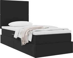 Postel s úložným prostorem a matrací Černá 100 x 200 cm samet 3371951
