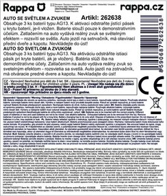 RAPPA Auto bílé se zvukem a světlem / Setrvačník / Otevírací dveře a k