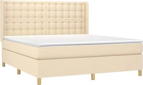 Box spring postel s matrací krémová 160x200 cm textil 3132326