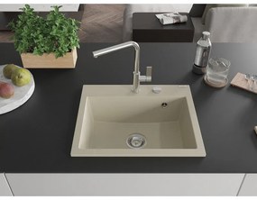 Mexen Oscar, 1-komorový granitový dřez 580x490x205 mm, béžová, 6519581000-69